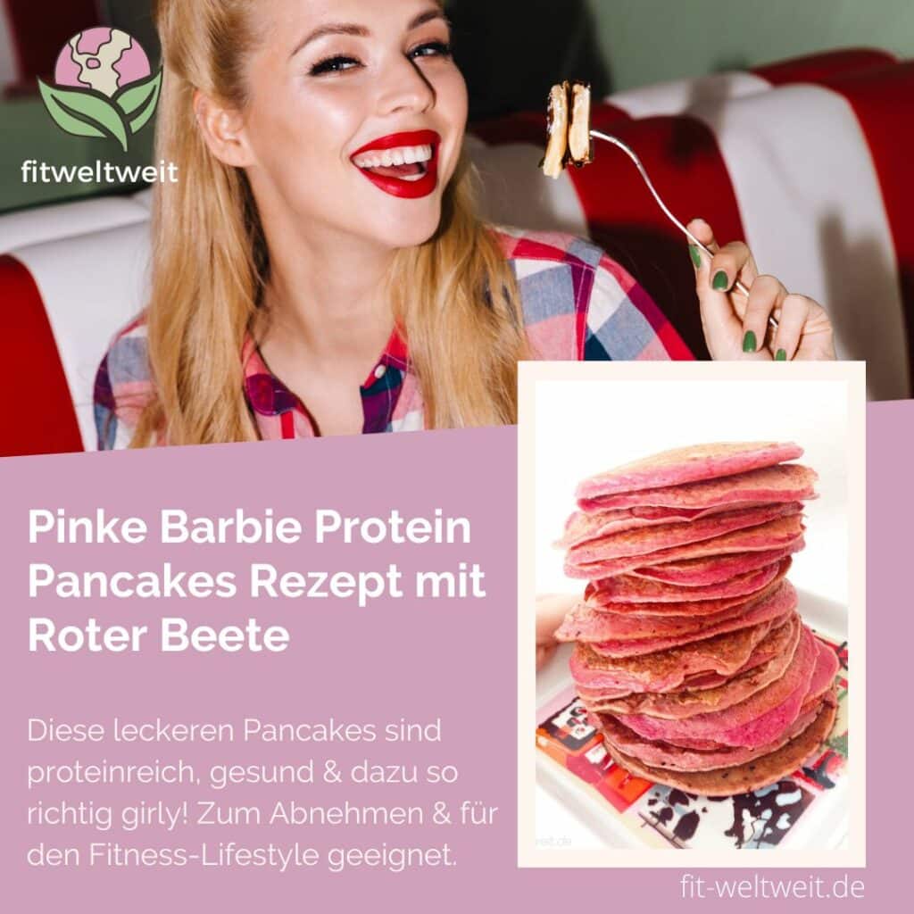 Pinke Barbie Protein Pancakes Rezept mit Roter Beete - fit-weltweit.de